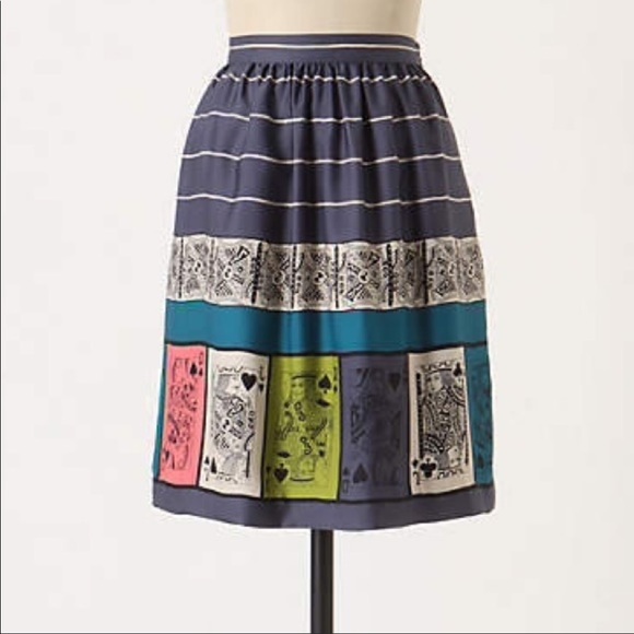 Anthropologie | Skirts | Euc Anthropologie Silky Playing Card Skirt ...